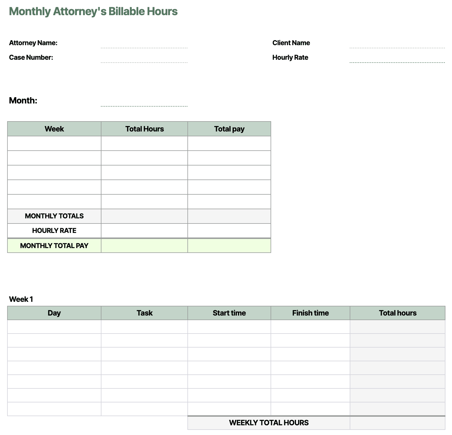 Free Billable Hours Chart [TEMPLATES] - EARLY