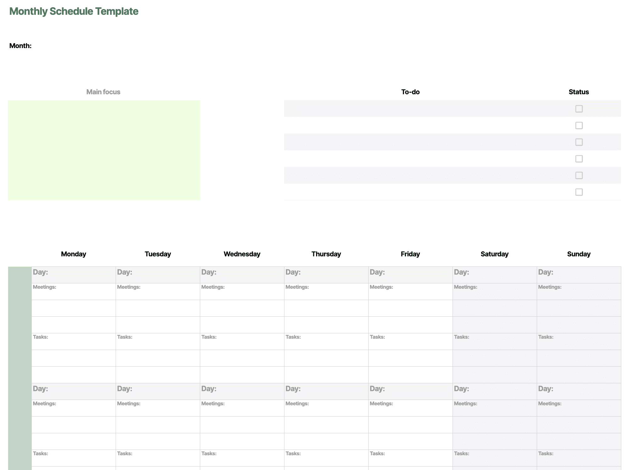 FREE Schedule Templates: Weekly, Daily, Monthly - EARLY