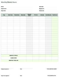 Free Billable Hours Chart [TEMPLATES] - EARLY
