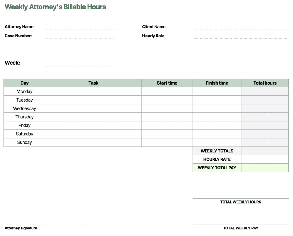 Free Billable Hours Chart [TEMPLATES] - EARLY