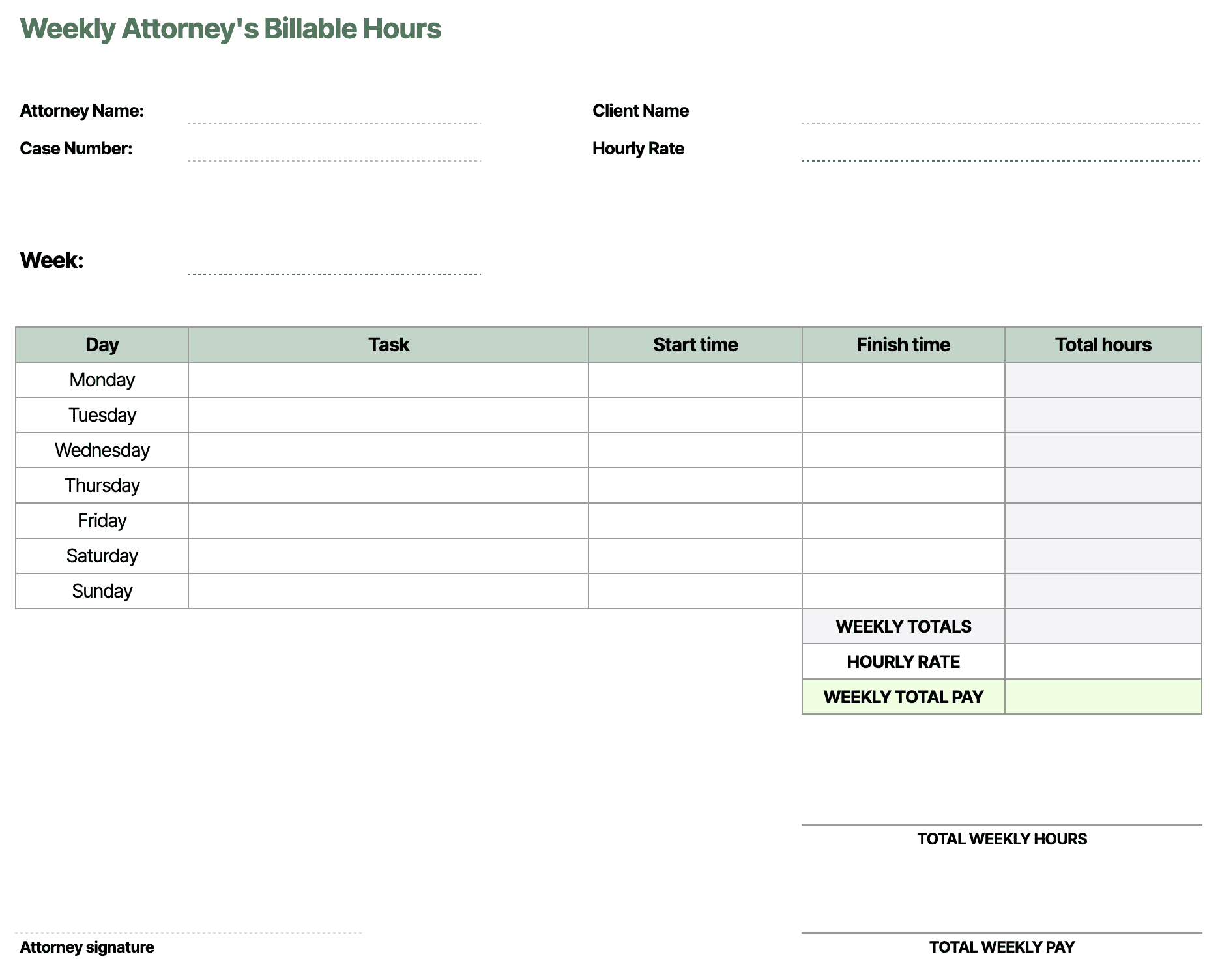 Free Billable Hours Chart [TEMPLATES] - EARLY