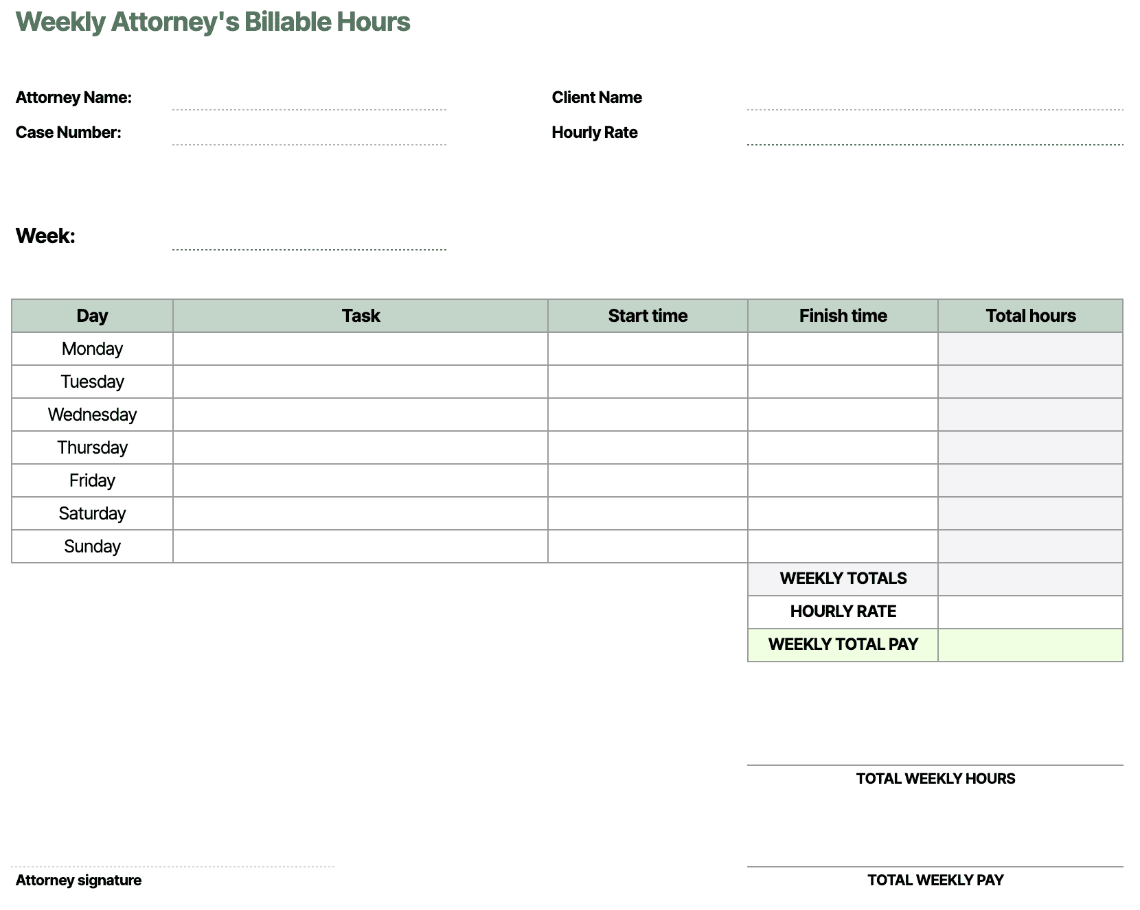 Free Billable Hours Chart [TEMPLATES] - EARLY